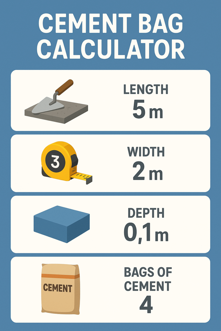 Free Cement Bag Calculator Online - Construction Calculators