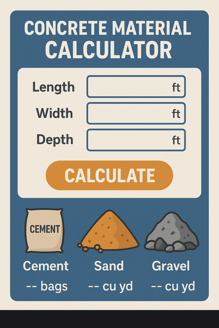 Free Concrete Material Calculator Online - Construction Calculators