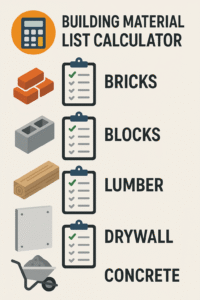 Free Building Material List Calculator Online-Construction Calculators