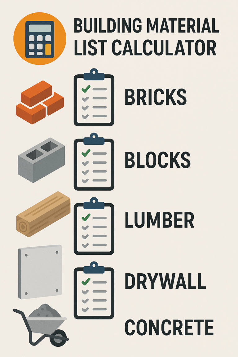 Free Building Material List Calculator Online-Construction Calculators