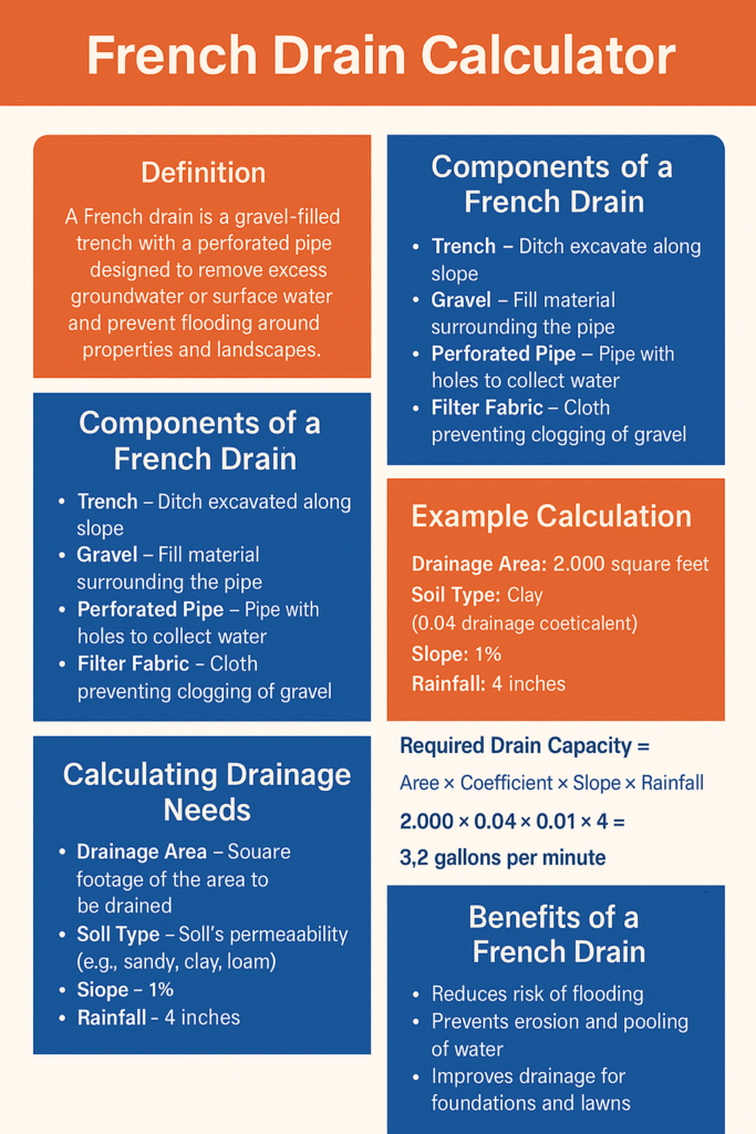 Free French Drain Calculator Online - Construction Calculators