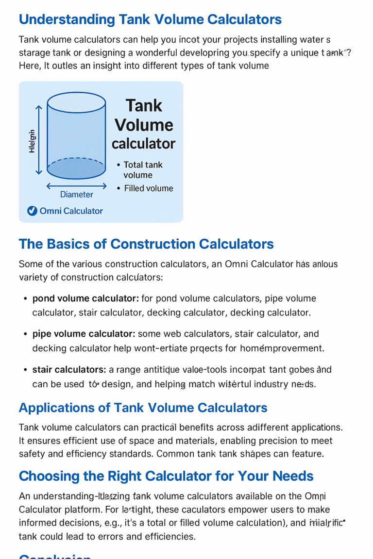Free Tank Volume Calculator Online - Construction Calculators