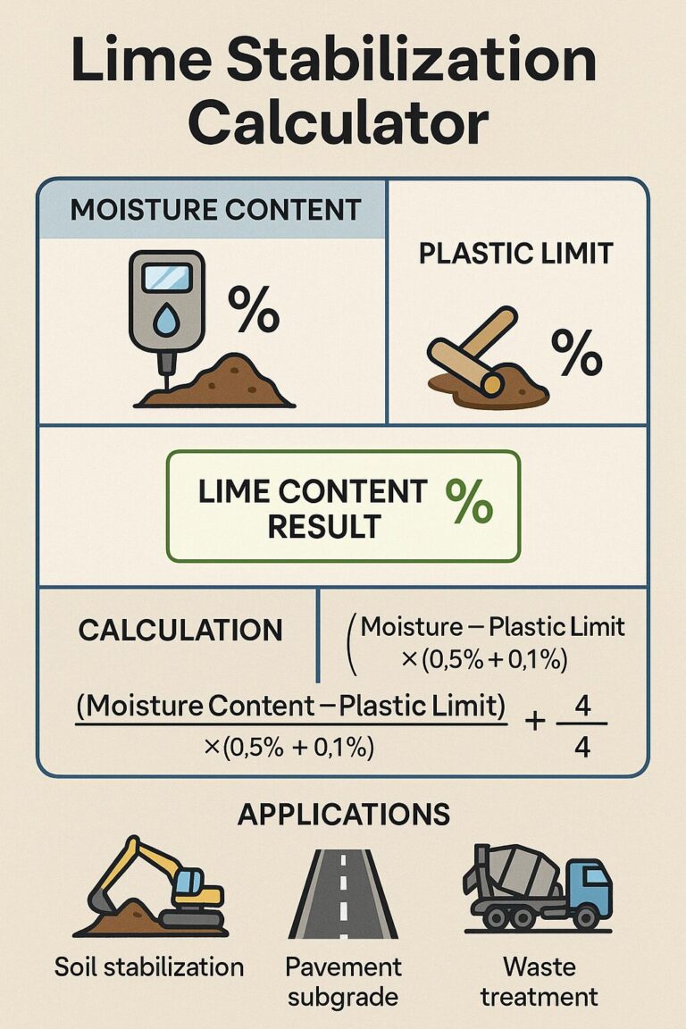 Free Lime Stabilization Calculator Online - Construction Calculators