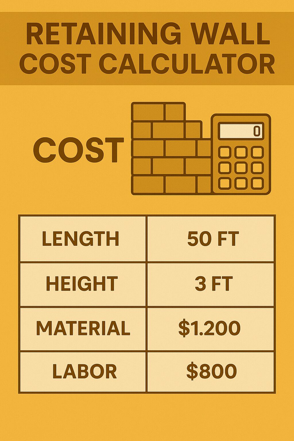 Free Retaining Wall Cost Calculator Online - Construction Calculators